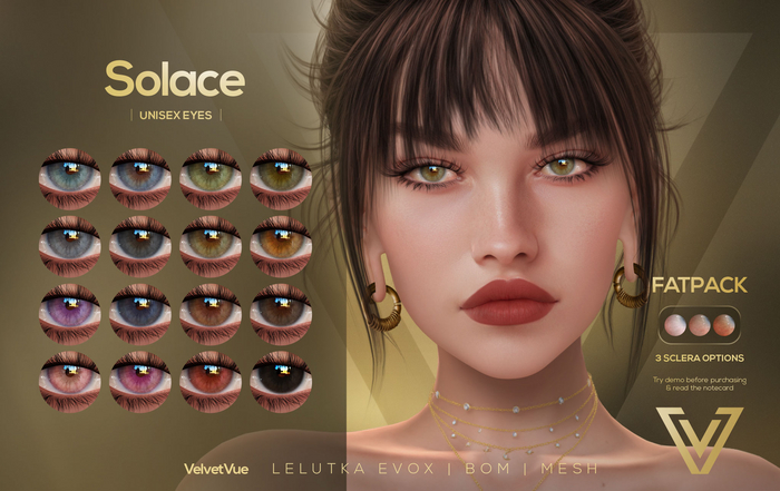 Second Life Marketplace - [ VelvetVue ] Solace Eyes :: Fatpack